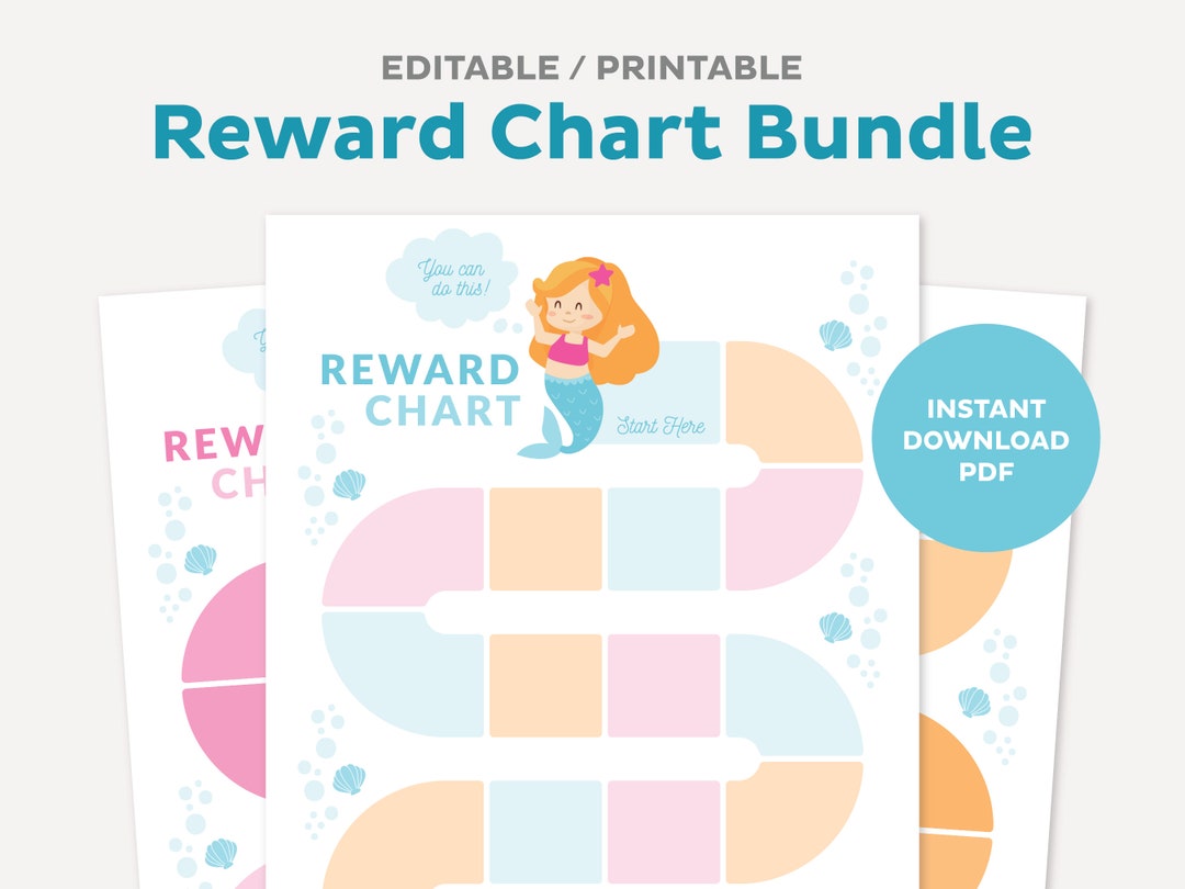 Mermaid Reward Chart Bundle for Kids, Sticker Reward Chart, Kids Chore ...