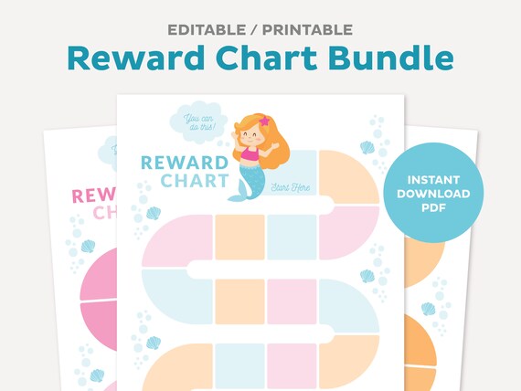 Mermaid Reward Chart Bundle for Kids Sticker Reward Chart - Etsy