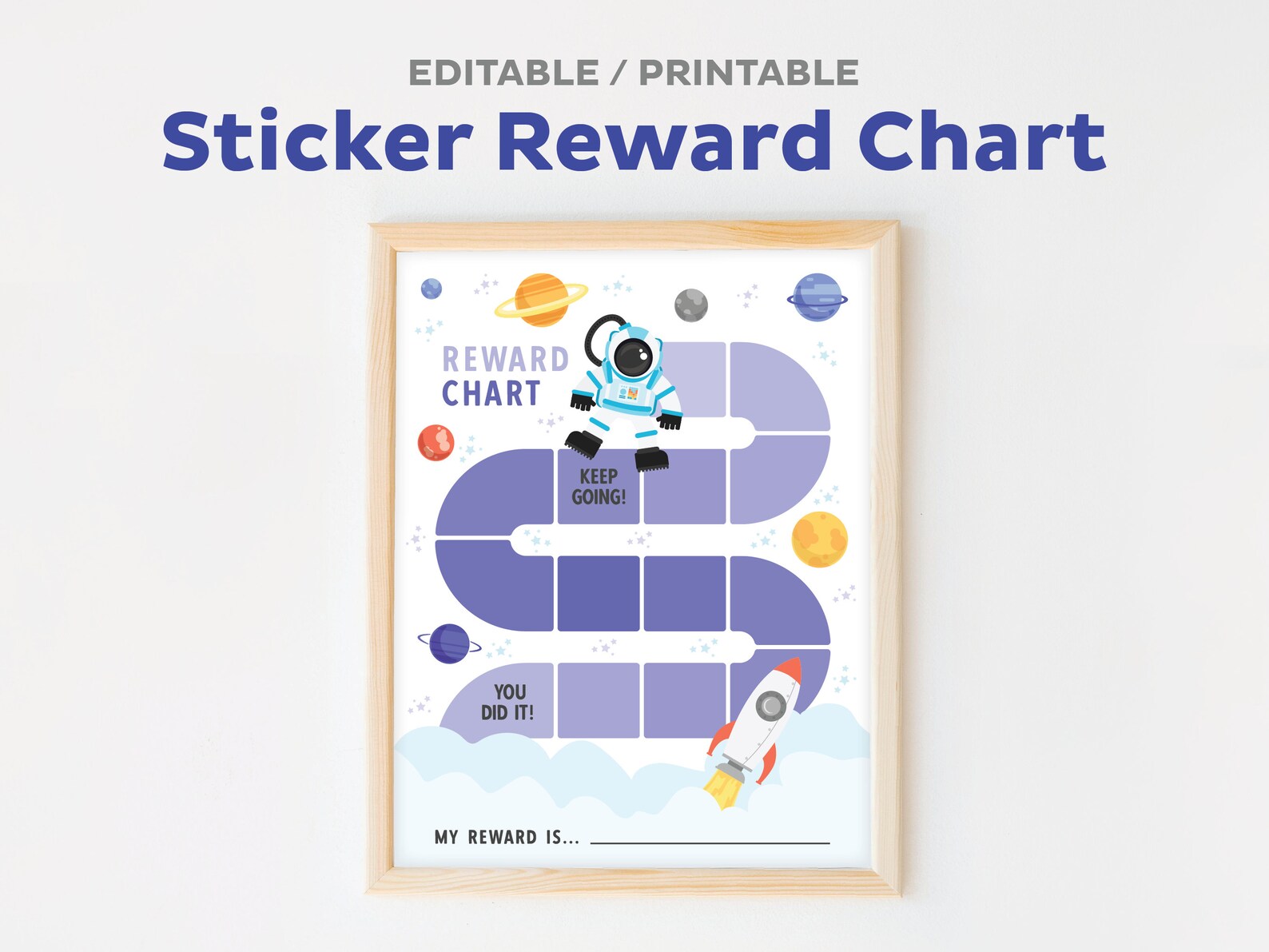 Space Astronaut Reward Chart for Kids Sticker Reward Chart - Etsy