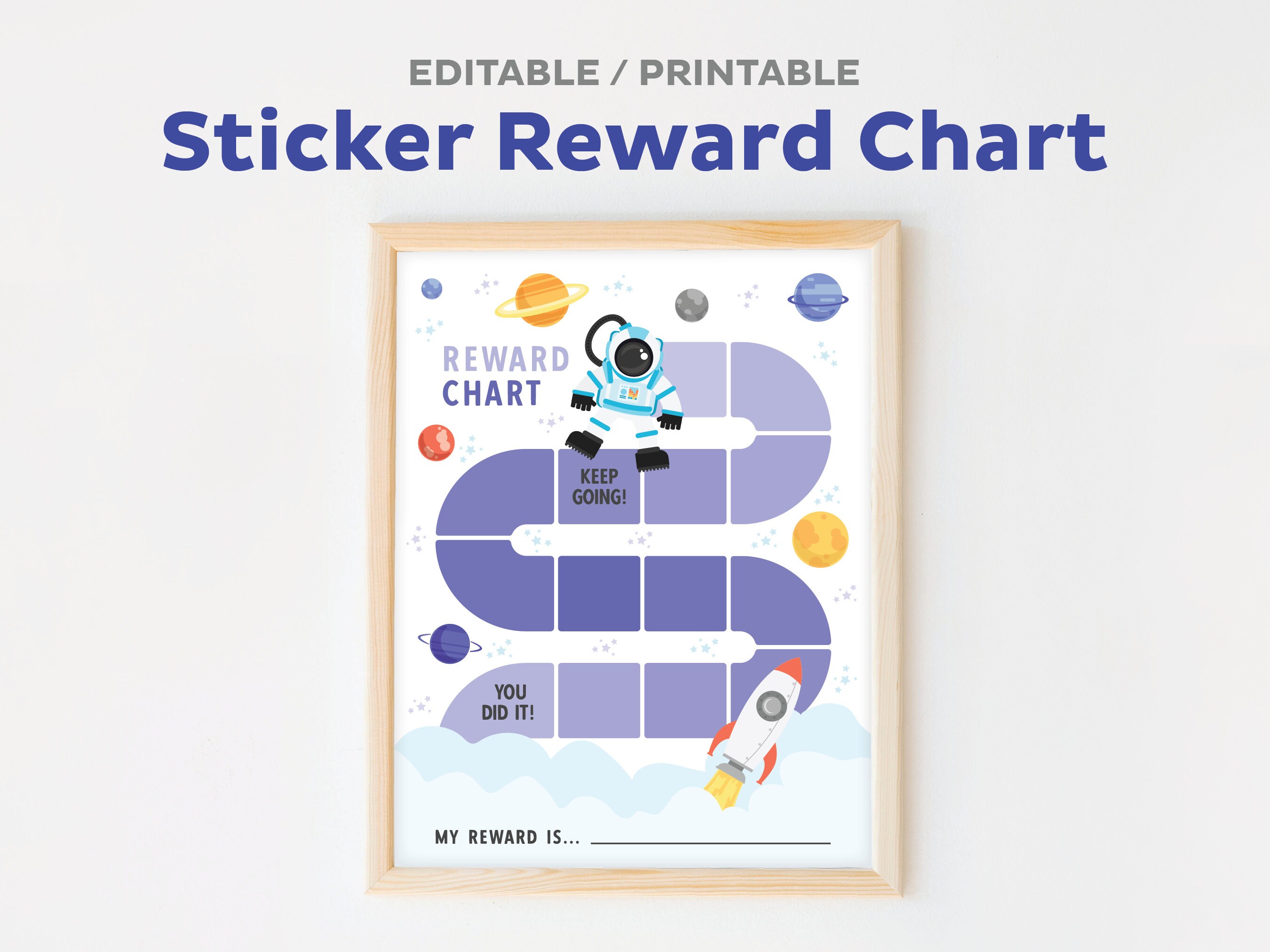 Space Astronaut Reward Chart for Kids Sticker Reward Chart - Etsy