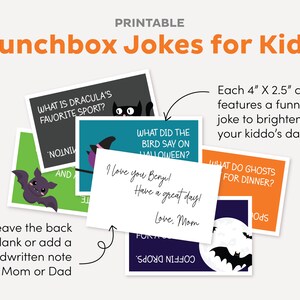 Printable Halloween Lunchbox Jokes for Kids, Funny Lunch Bag Cards ...