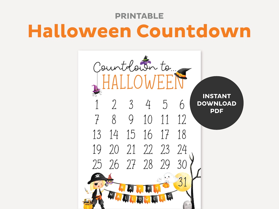 Printable Halloween Countdown for Kids, Fall Decor, Advent Calendar ...