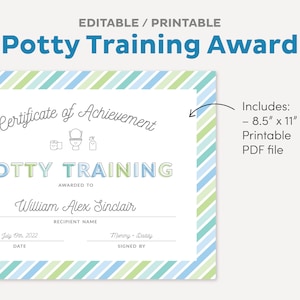 Editable Potty Training Award Certificate, Potty Training Award ...