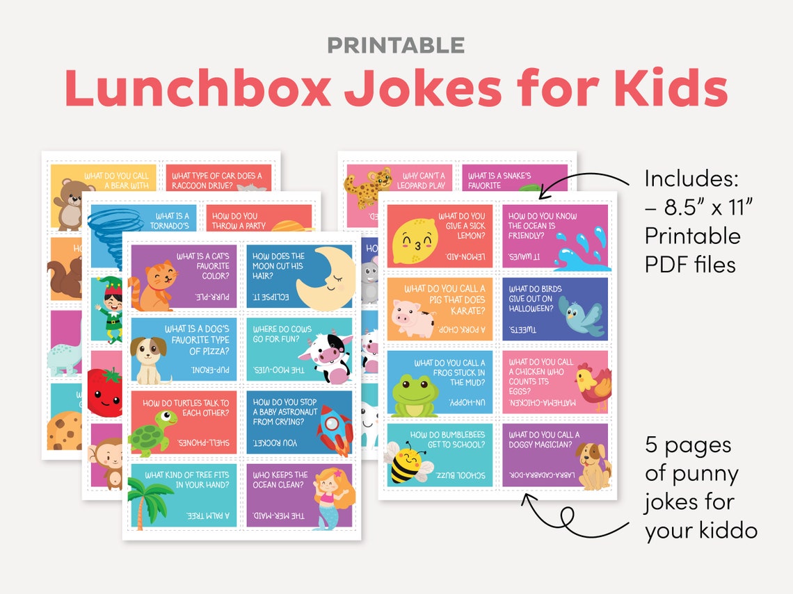 Printable Lunchbox Jokes for Kids Funny Lunch Bag Cards Back - Etsy