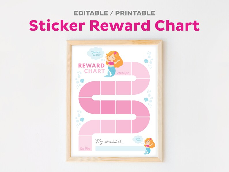 Mermaid Reward Chart for Kids Sticker Reward Chart Kids - Etsy Australia