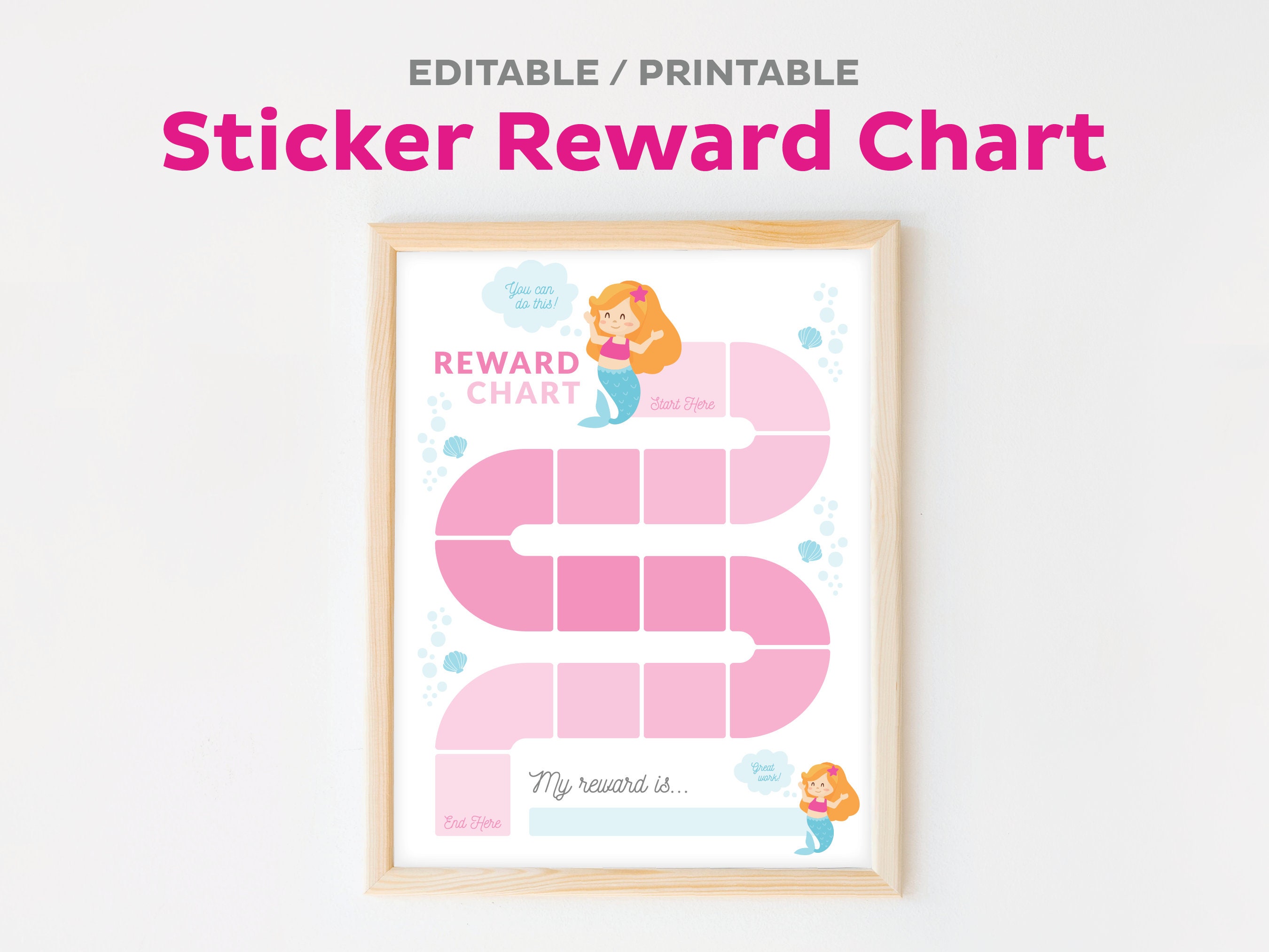 Mermaid Reward Chart for Kids, Sticker Reward Chart, Kids Chore ...