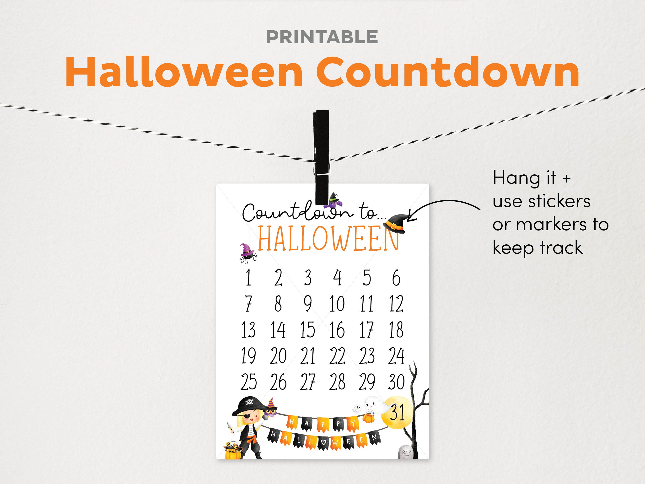 Printable Halloween Countdown for Kids, Fall Decor, Advent Calendar ...