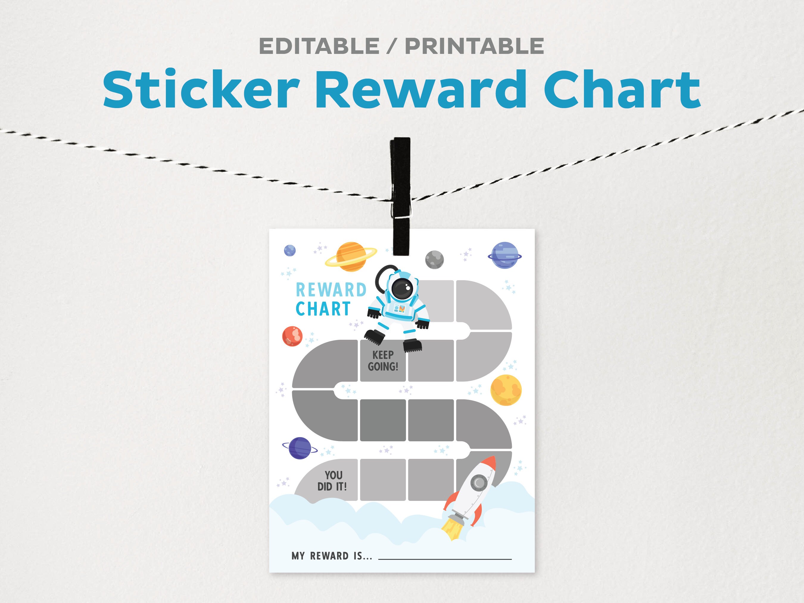 Space Astronaut Reward Chart for Kids Sticker Reward Chart - Etsy