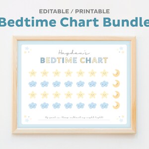 Editable Bedtime Printable Bundle, Sleep Sticker Chart Template, Boys ...