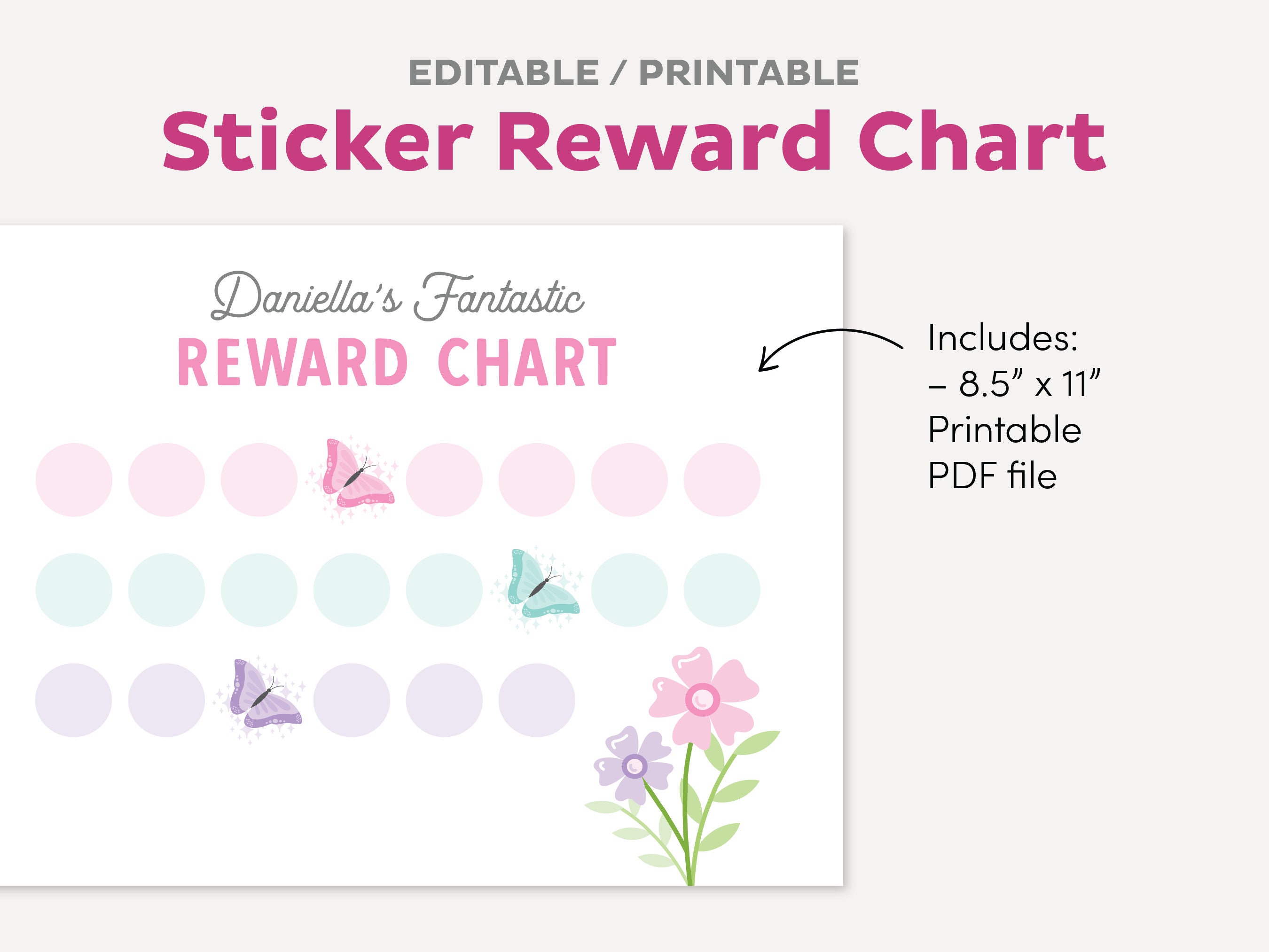 Butterfly Reward Chart for Kids, Sticker Reward Chart, Kids Chore ...