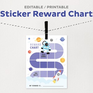 Space Astronaut Reward Chart for Kids, Sticker Reward Chart, Chore ...