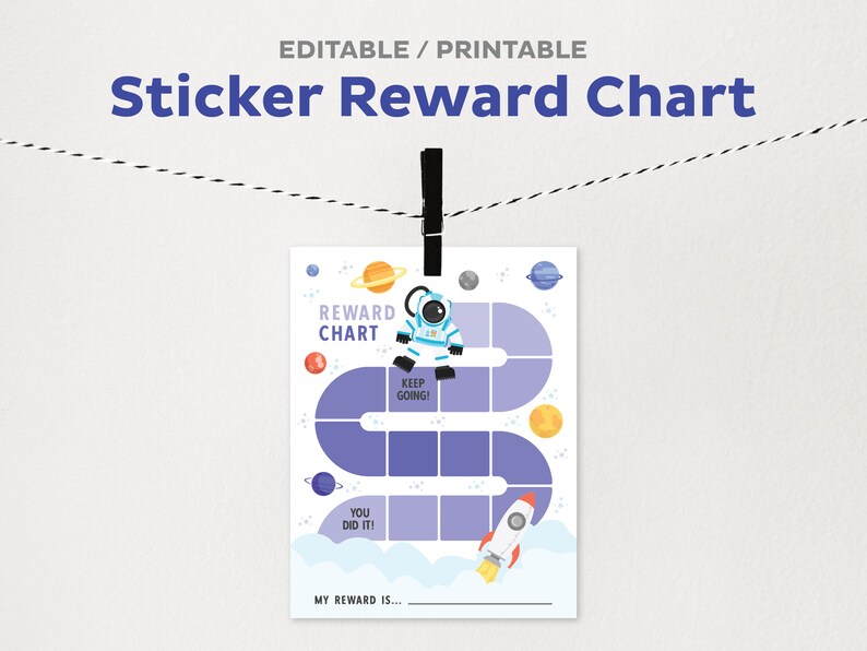 Space Astronaut Reward Chart for Kids Sticker Reward Chart - Etsy