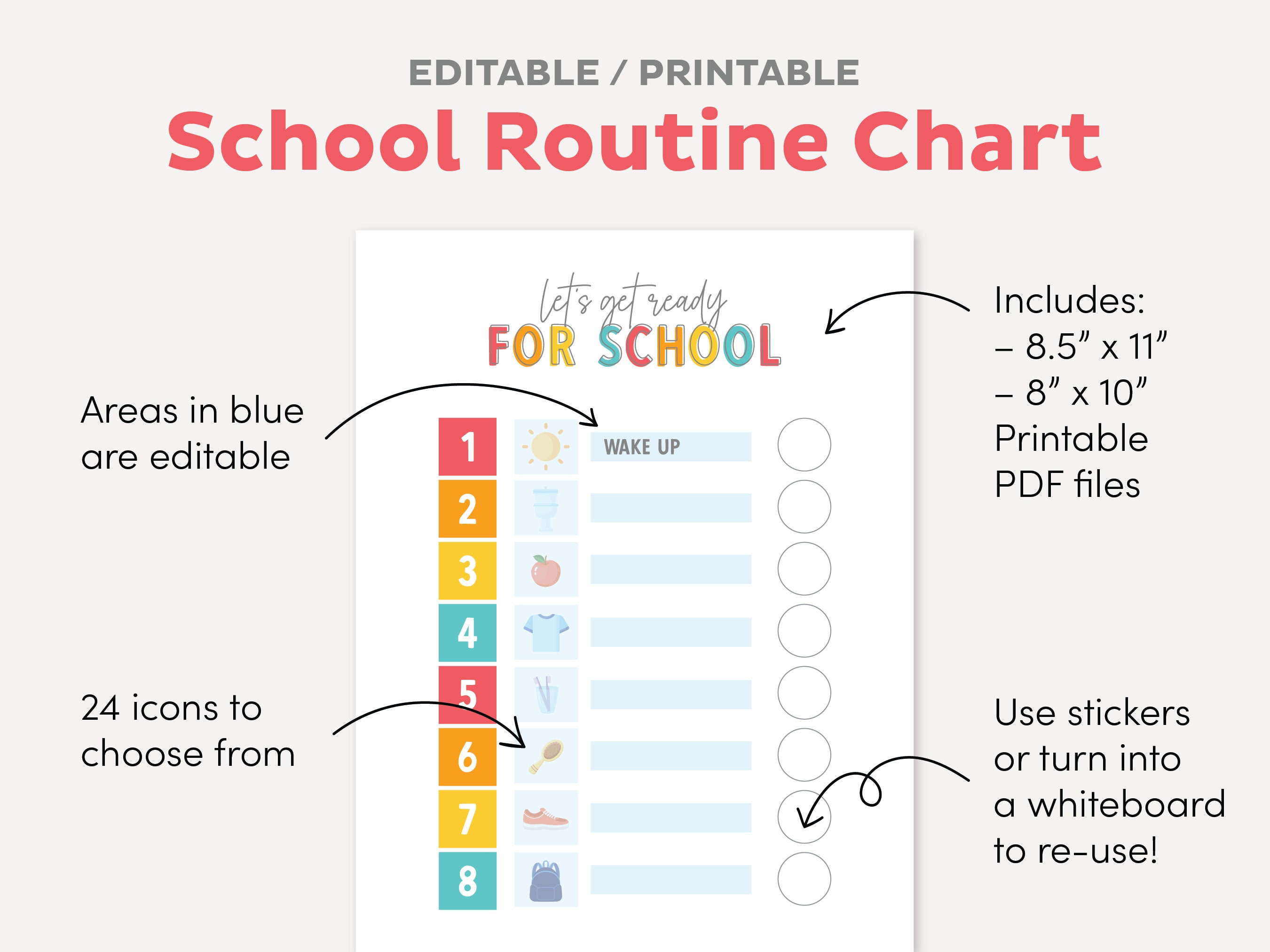Ready for School Routine Chart for Kids Morning Routine - Etsy Canada