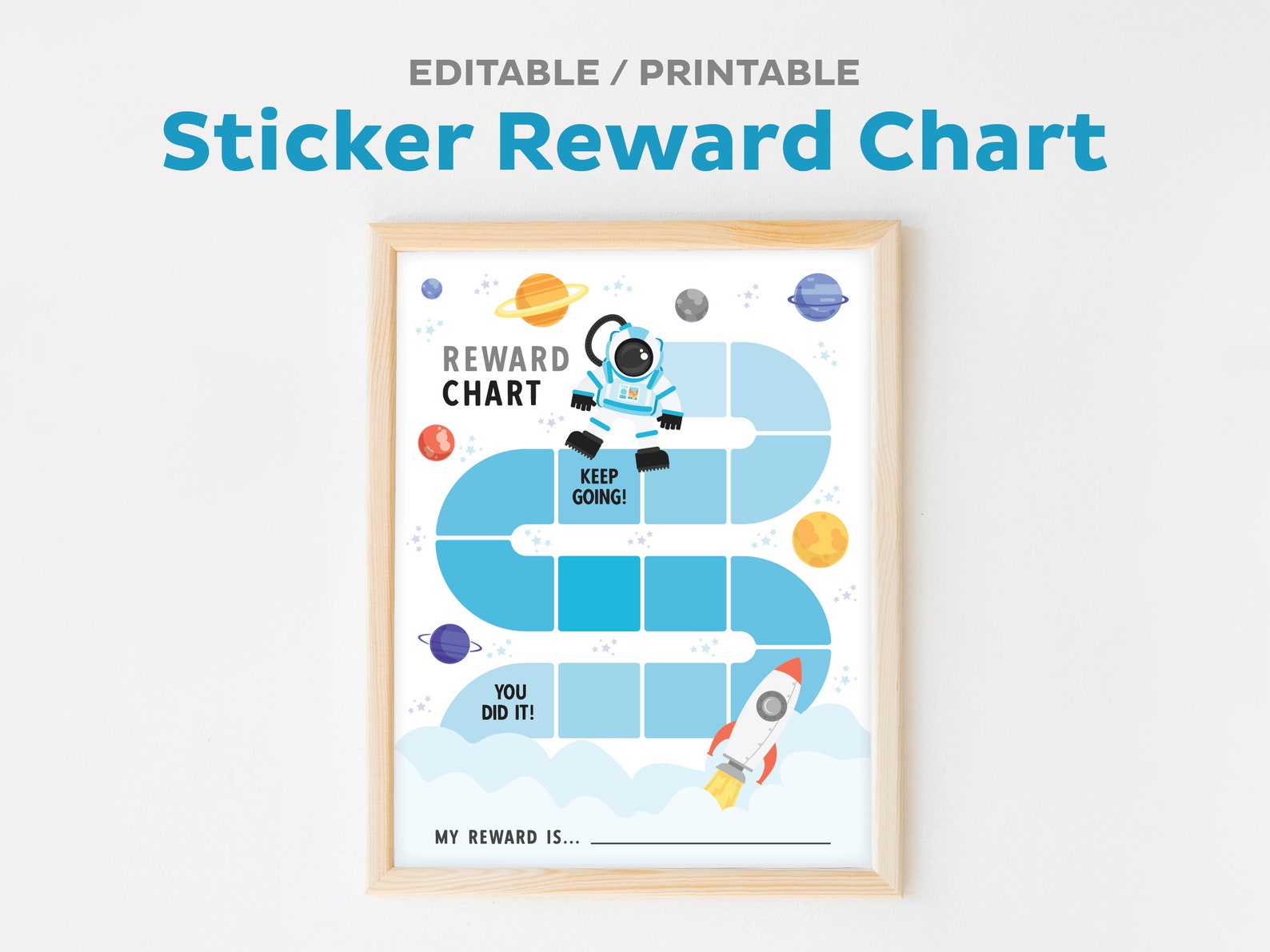 Space Astronaut Reward Chart for Kids, Sticker Reward Chart, Chore ...