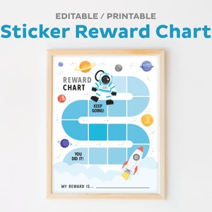 Space Astronaut Reward Chart for Kids, Sticker Reward Chart, Chore ...