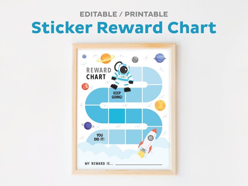 Space Astronaut Reward Chart for Kids, Sticker Reward Chart, Chore ...