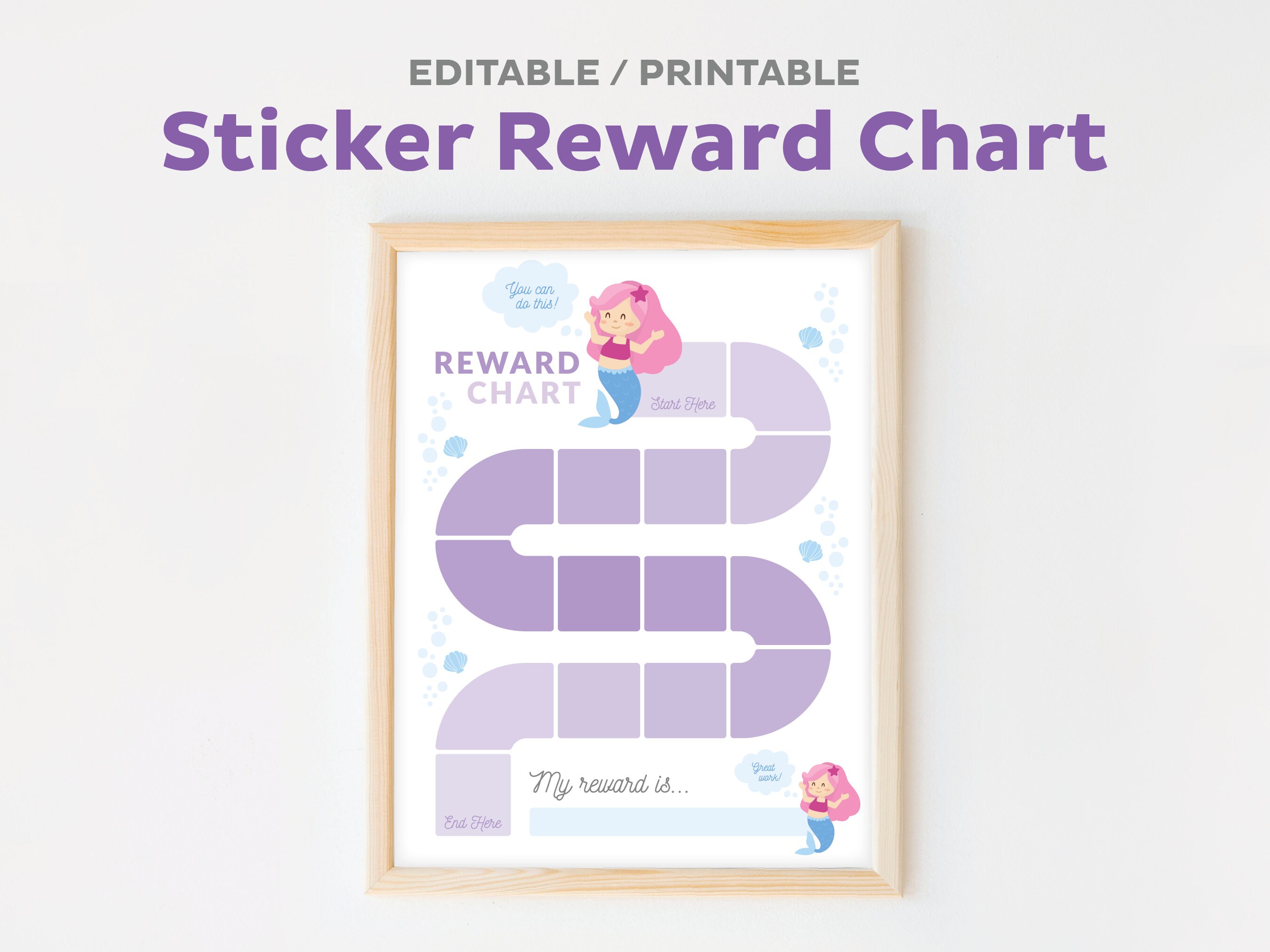Mermaid Reward Chart for Kids, Sticker Reward Chart, Kids Chore ...