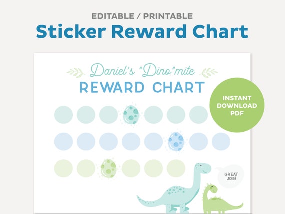 Dinosaur Reward Chart for Kids Sticker Reward Chart Kids - Etsy