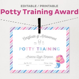 Editable Potty Training Award Certificate, Potty Training Award ...