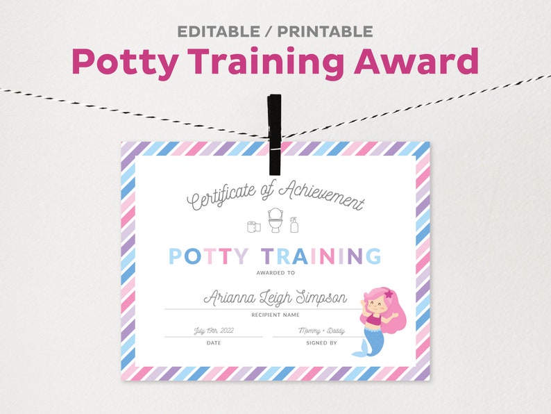 Editable Potty Training Award Certificate, Potty Training Award ...