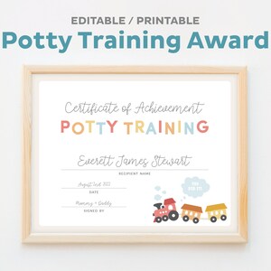 Editable Potty Training Award Certificate, Potty Training Award ...