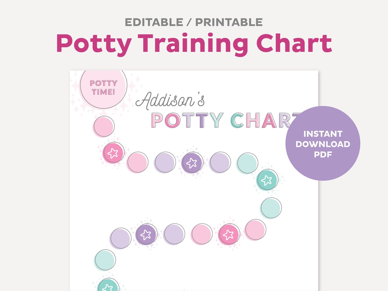 Editable Potty Training Chart, Potty Learning Chart, Potty Training ...