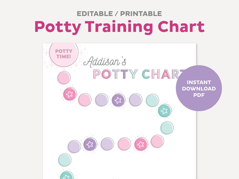 Editable Potty Training Chart, Potty Learning Chart, Potty Training ...