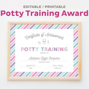 Editable Potty Training Award Certificate, Potty Training Award ...