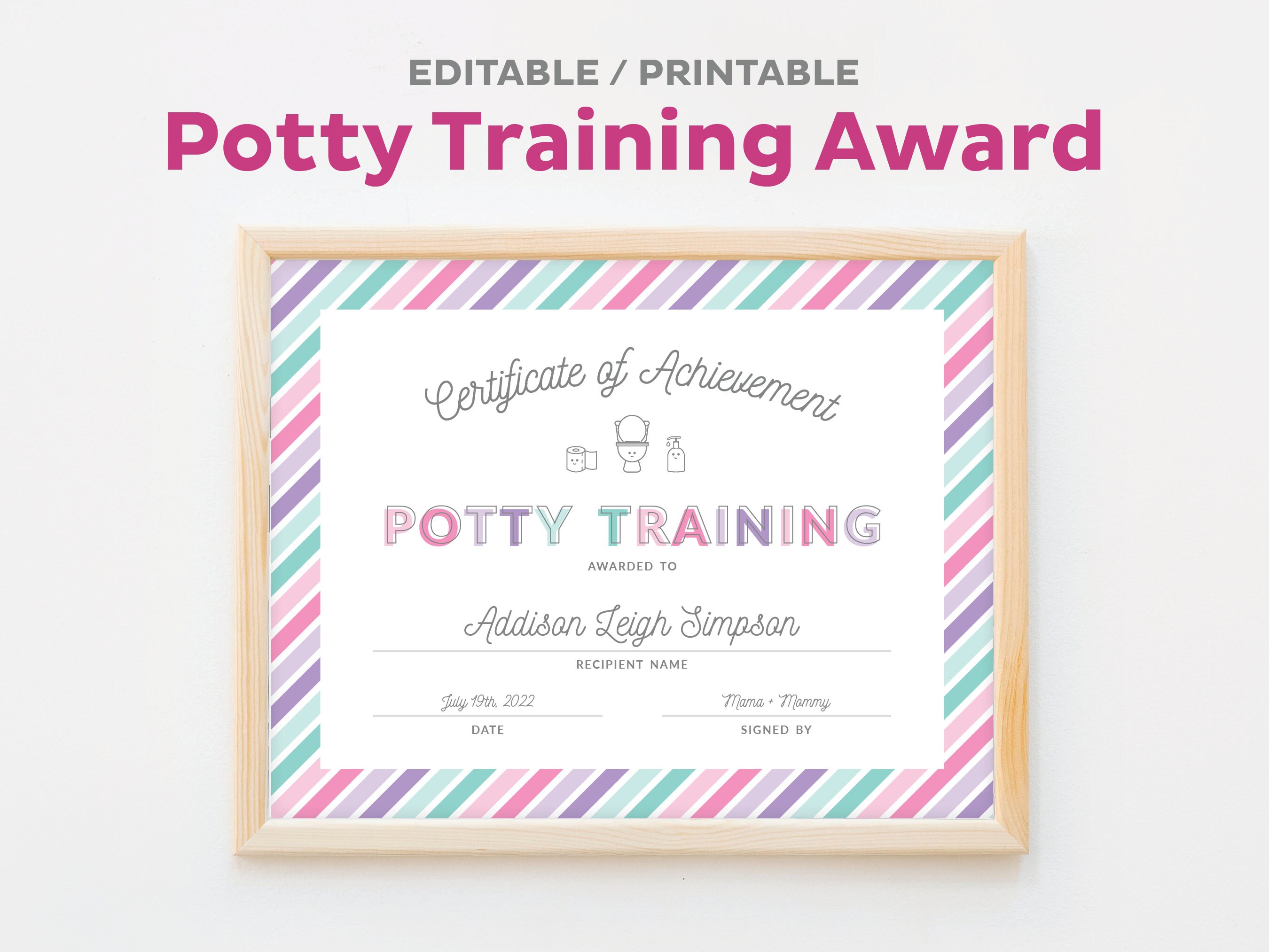 Editable Potty Training Award Certificate, Potty Training Award ...