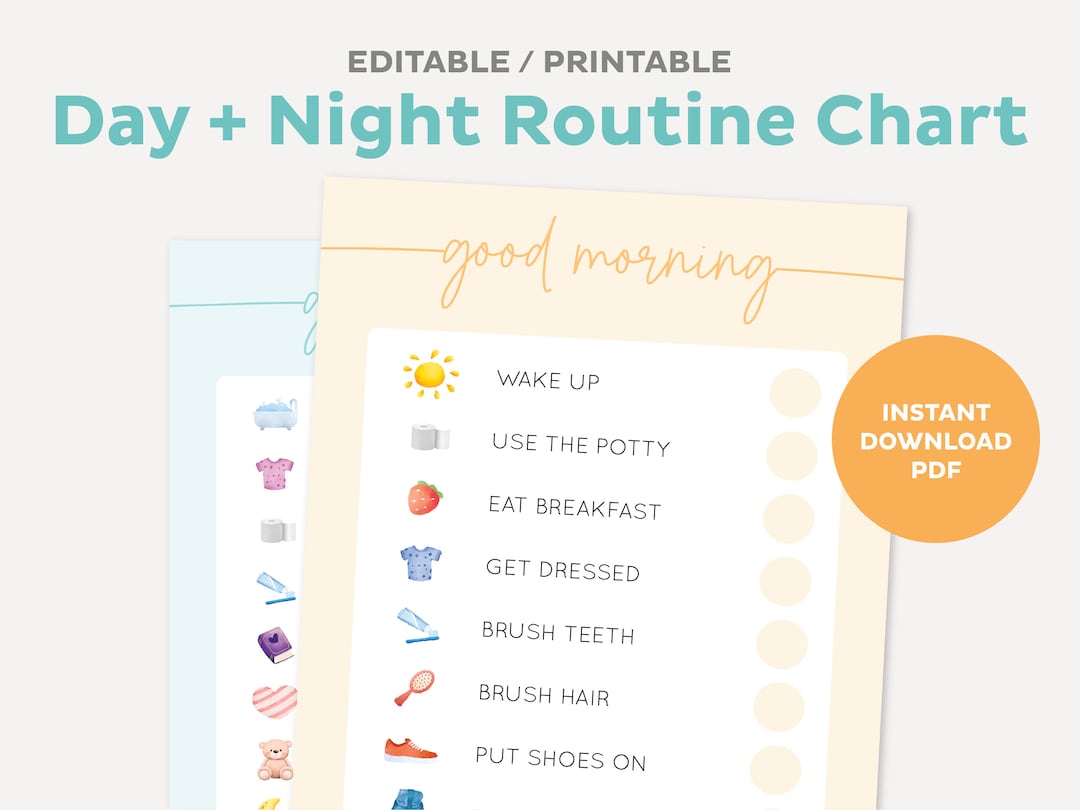 Morning Routine for Kids, Ready for School Routine Chart, Printable ...