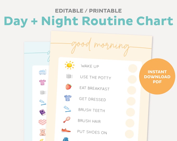 Morning Routine for Kids, Ready for School Routine Chart, Printable ...
