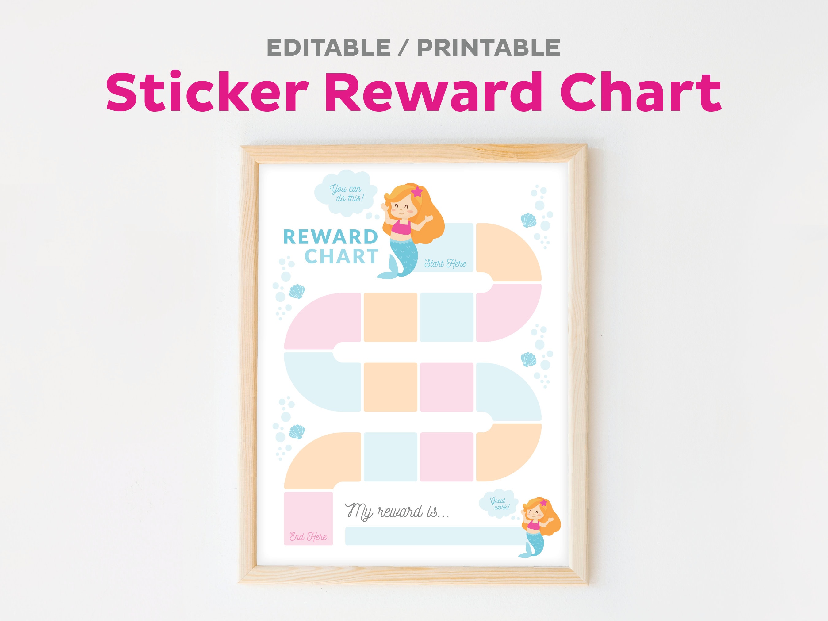 Mermaid Reward Chart for Kids, Sticker Reward Chart, Kids Chore ...