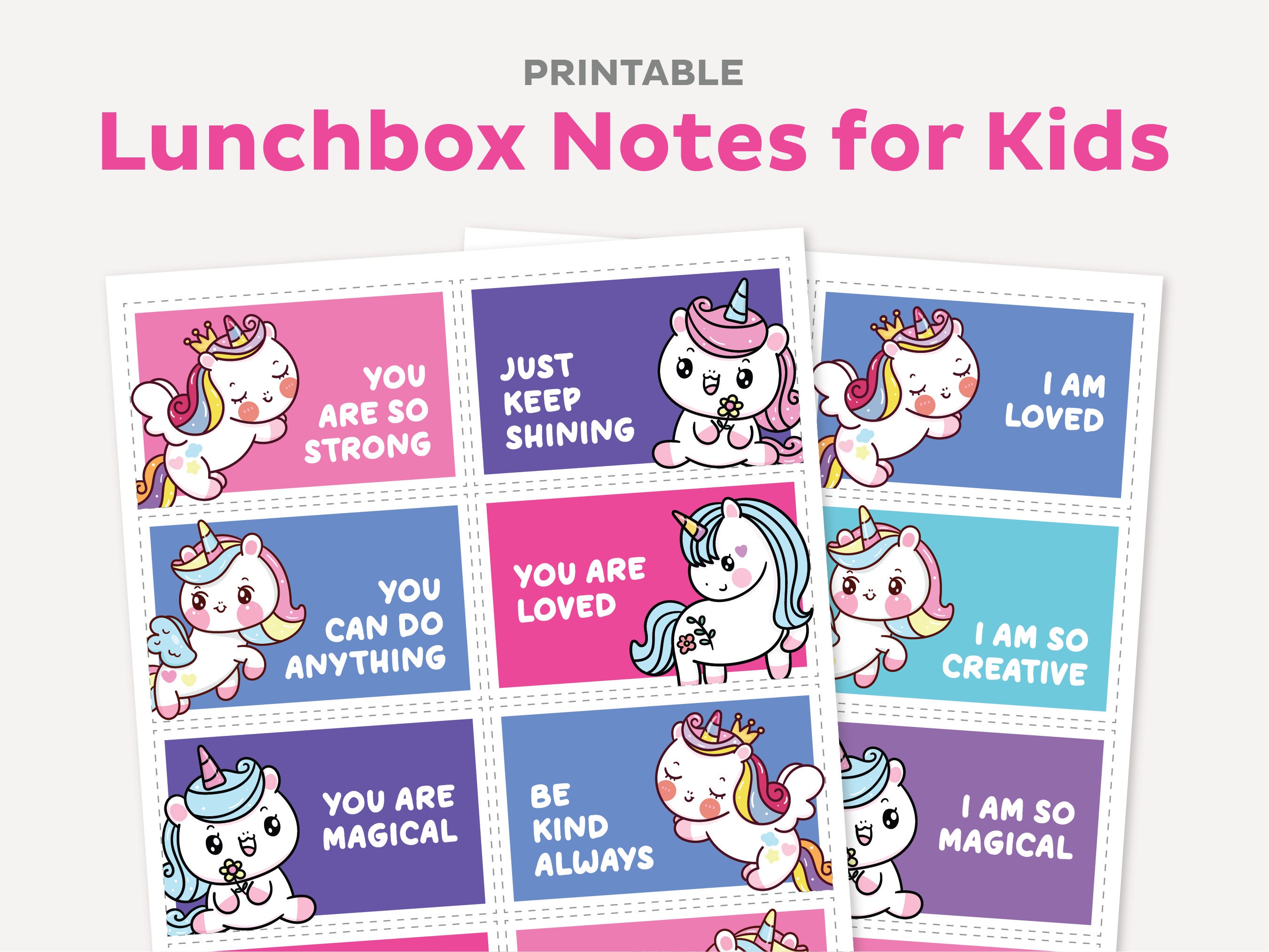Printable Lunchbox Notes for Kids, Inspirational Lunch Bag Cards ...