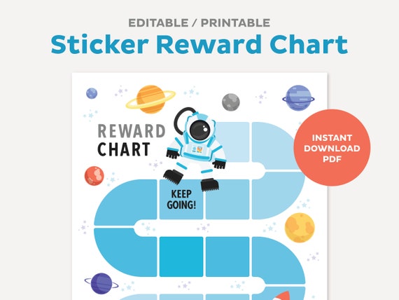 Space Astronaut Reward Chart for Kids Sticker Reward Chart - Etsy