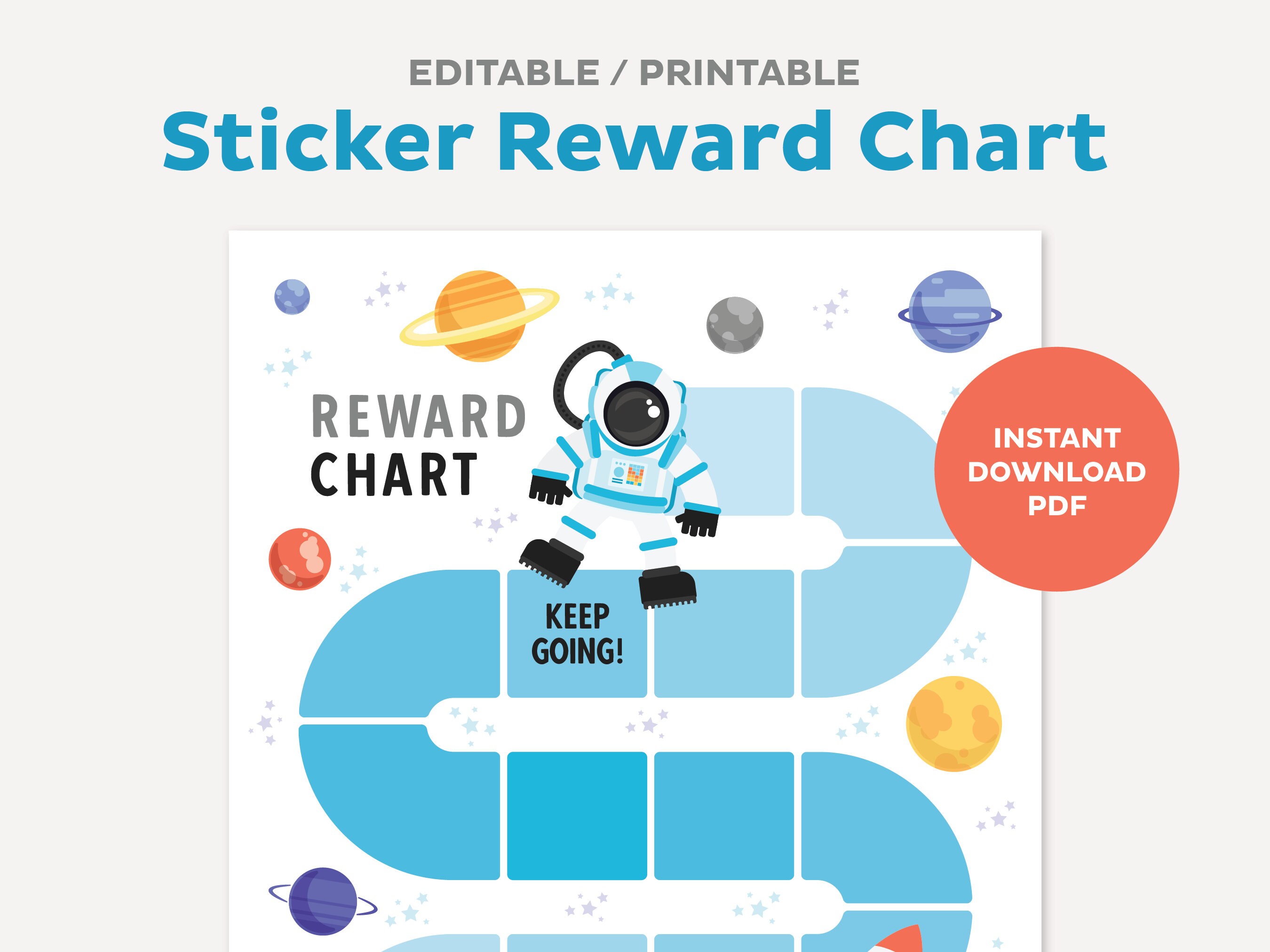 Space Astronaut Reward Chart for Kids, Sticker Reward Chart, Chore ...