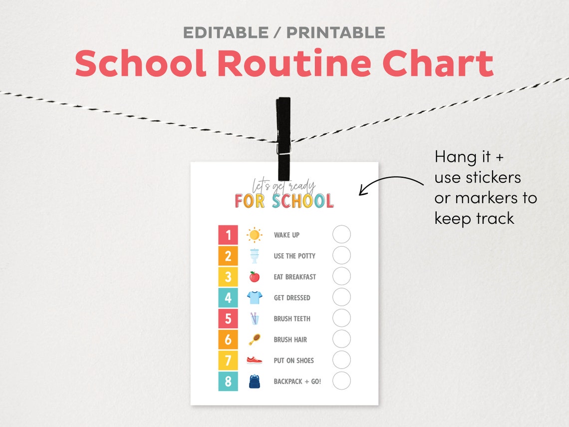 Ready for School Routine Chart for Kids Morning Routine - Etsy Canada