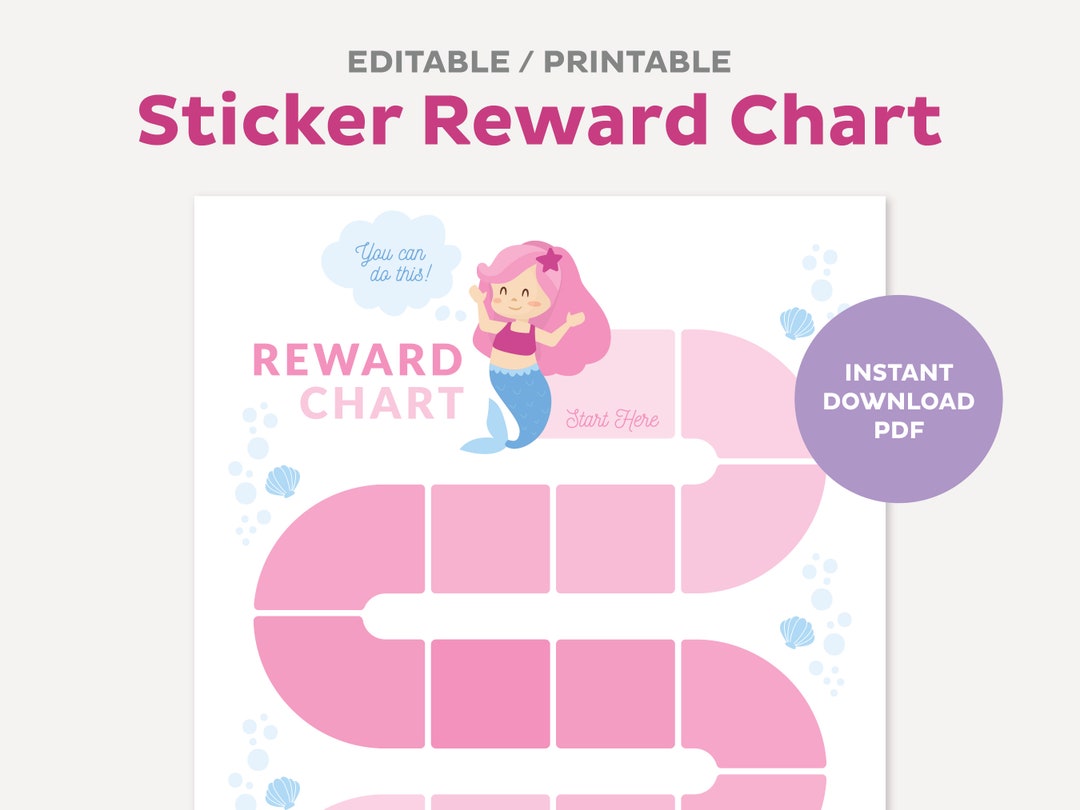Mermaid Reward Chart for Kids, Sticker Reward Chart, Kids Chore ...