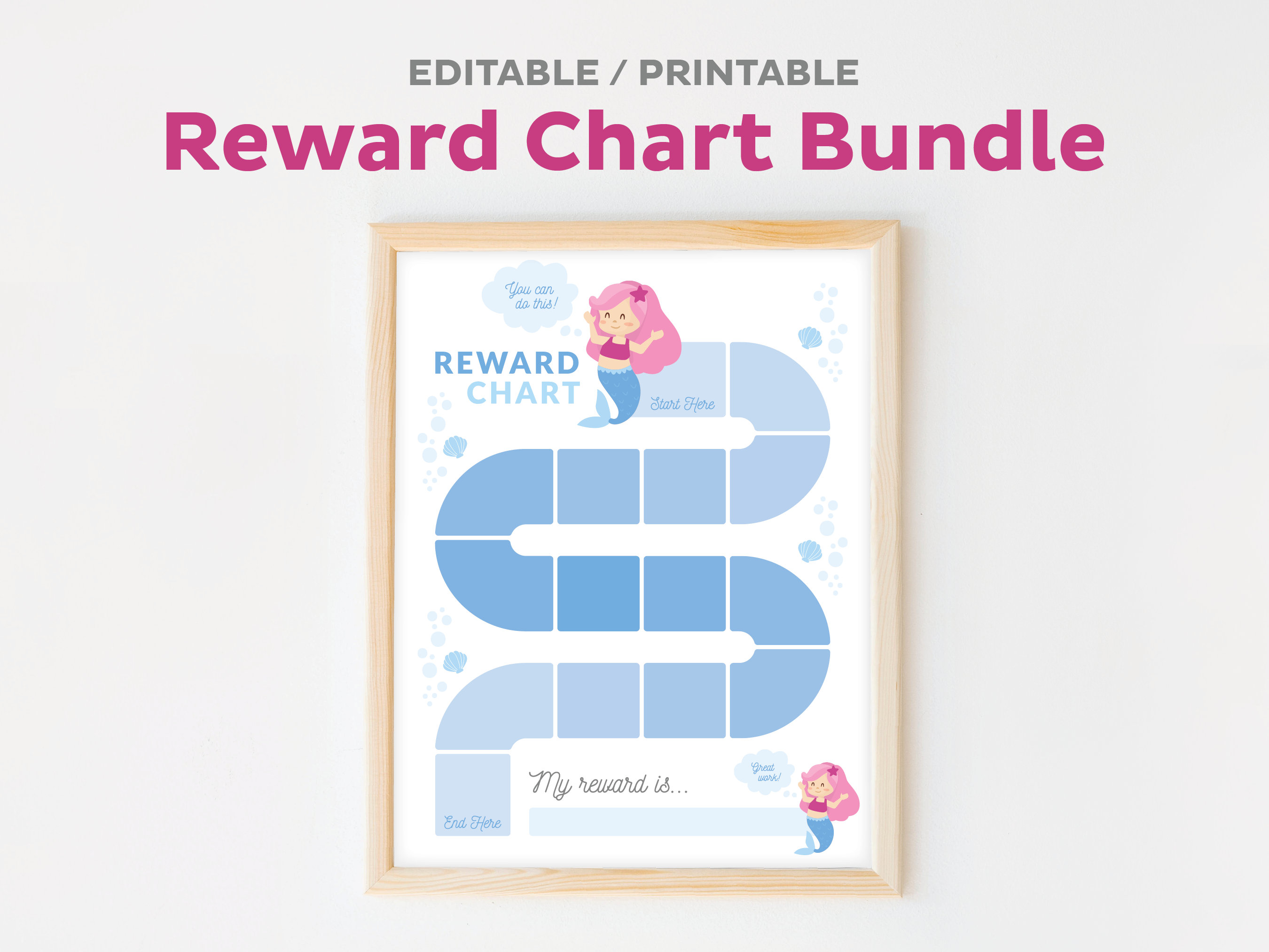 Mermaid Reward Chart Bundle for Kids, Sticker Reward Chart, Kids Chore ...