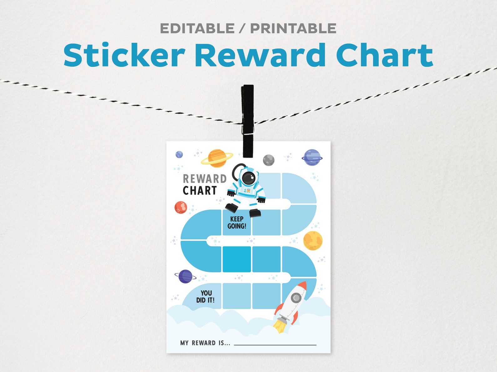Space Astronaut Reward Chart for Kids, Sticker Reward Chart, Chore ...