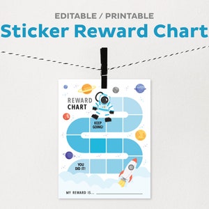 Space Astronaut Reward Chart for Kids, Sticker Reward Chart, Chore ...