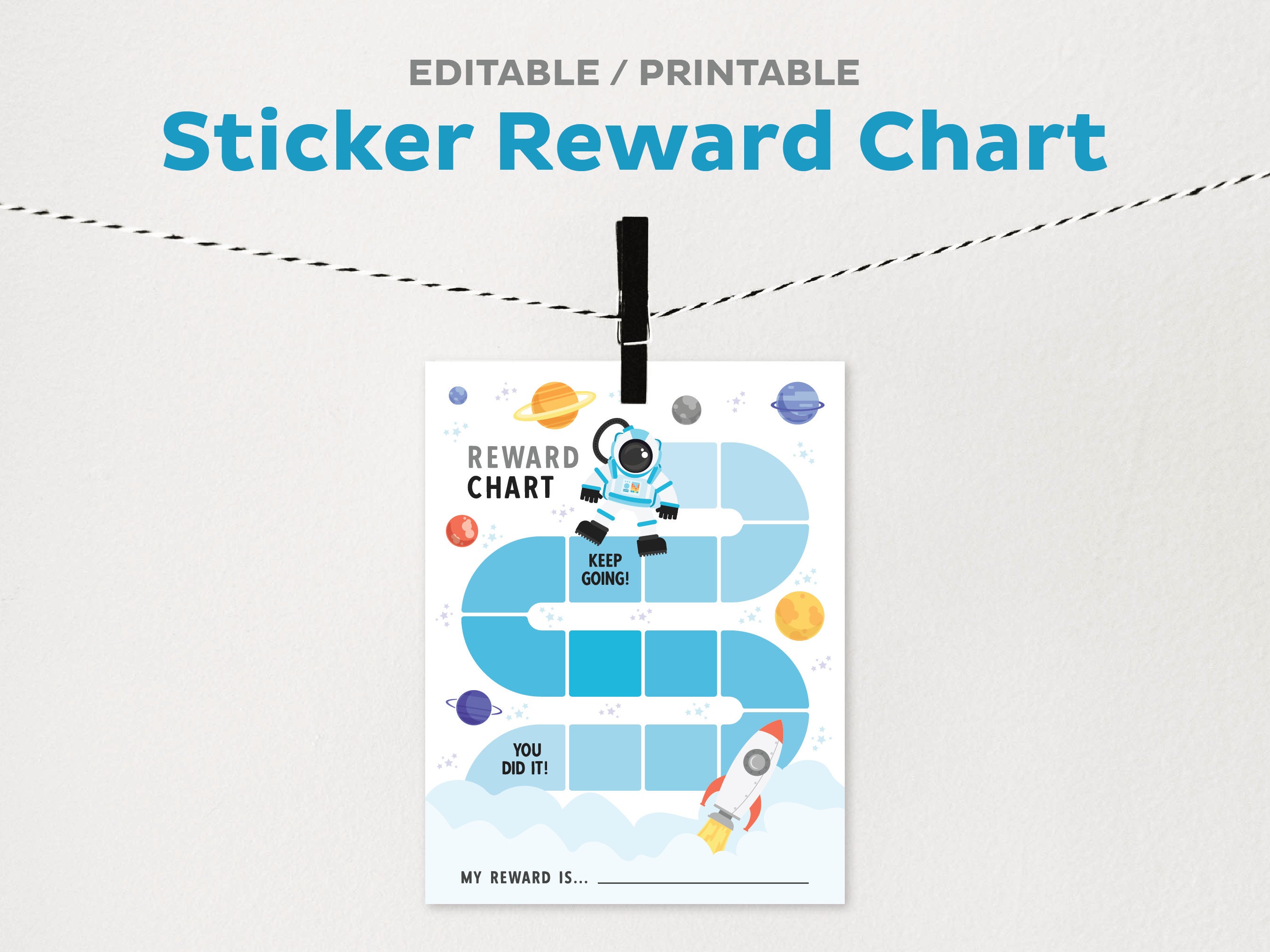 Space Astronaut Reward Chart for Kids, Sticker Reward Chart, Chore ...
