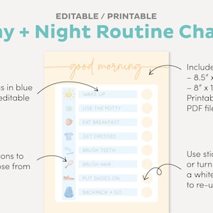 Morning Routine for Kids, Ready for School Routine Chart, Printable ...
