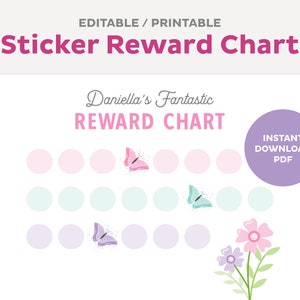 Butterfly Reward Chart for Kids, Sticker Reward Chart, Kids Chore ...