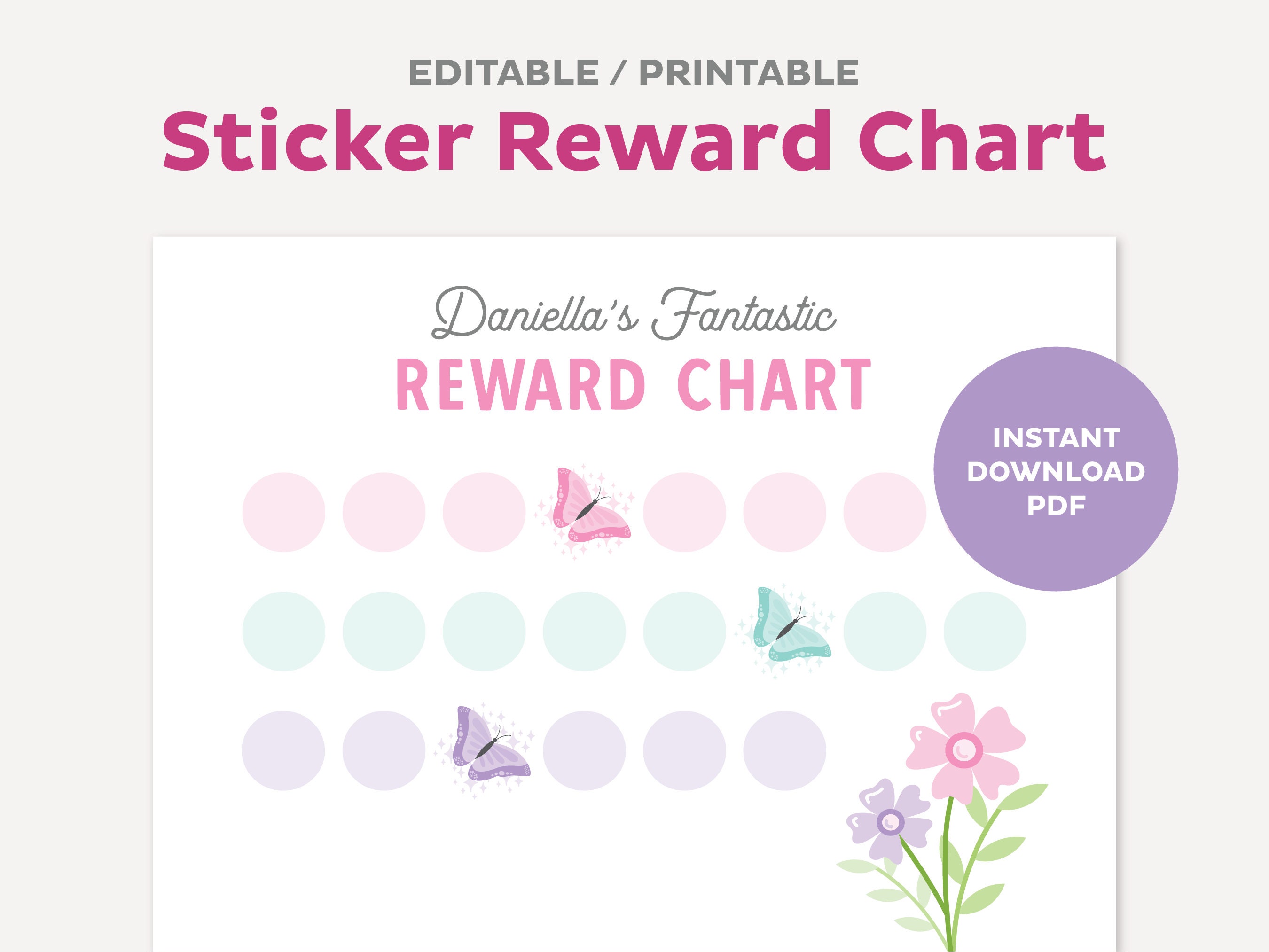 Butterfly Reward Chart for Kids, Sticker Reward Chart, Kids Chore ...