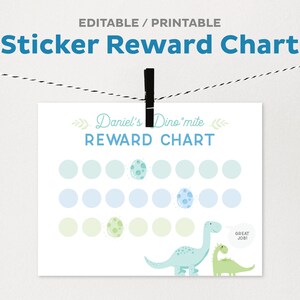 Dinosaur Reward Chart for Kids, Sticker Reward Chart, Kids Chore ...