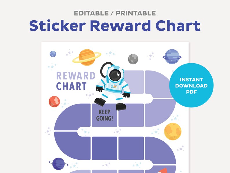 Space Astronaut Reward Chart for Kids Sticker Reward Chart - Etsy