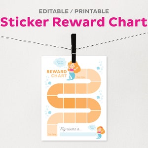 Mermaid Reward Chart for Kids, Sticker Reward Chart, Kids Chore ...