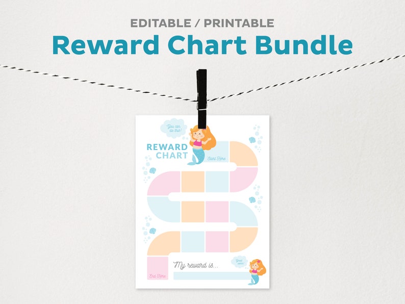 Mermaid Reward Chart Bundle for Kids, Sticker Reward Chart, Kids Chore ...