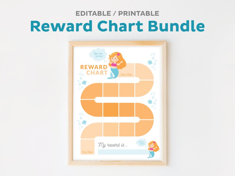 Mermaid Reward Chart Bundle for Kids Sticker Reward Chart - Etsy
