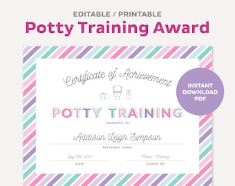 Unicorn Potty Training Award Certificate Printable Potty Training ...